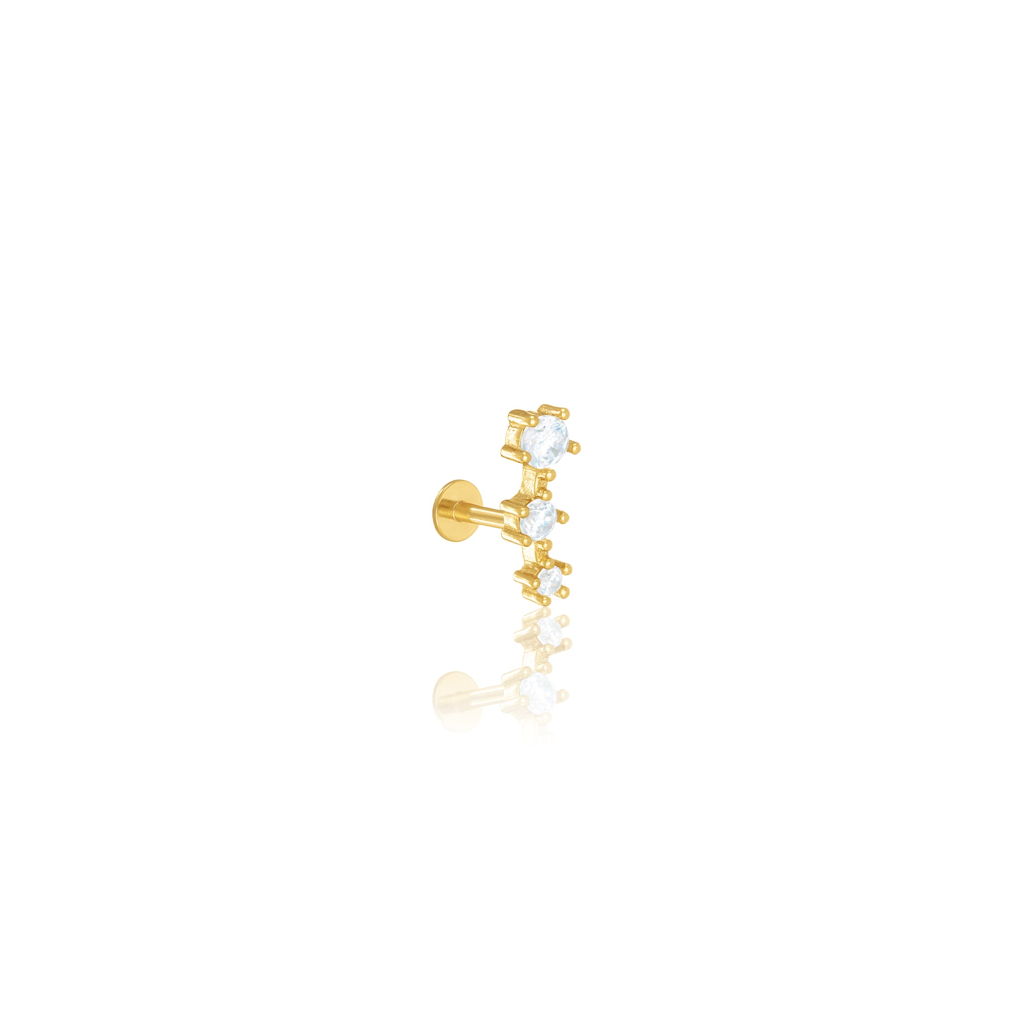 Triple Round CZ Drop Piercing - Gold White